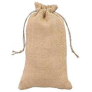 CleverDelights 6" x 10" Burlap Bags with Drawstring - 10 Pack
