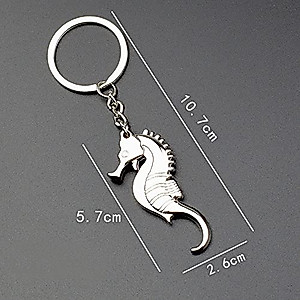 ARFUKA Bottle Opener Keychain Metal 3D Seahorse Pendant Beer Opener Beverage Soda Beer Bartender Bottle Opener Keyring Christmas Birthday Gift for Men and Women Silver