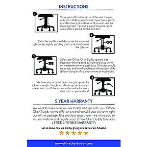 Office Chair Buddy XL - Fix Your Sinking Office Chair in Minutes - Up to 8 Inches of Height Settings - No Tools Needed, Black