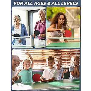 Glymnis Ping Pong Paddles Set of 4 Table Tennis Rackets with 8 Balls, Storage Case for Indoor Outdoor Table Tennis Paddle Game Accessories