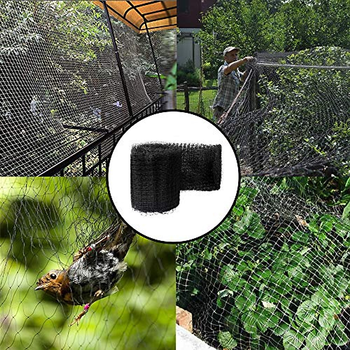 Hourleey Bird Netting, 7 x 100 FT Black Deer Fence Netting Reusable Protective Garden Netting for Vegetables Plants Fruit Trees with 50 Pcs Cable Ties