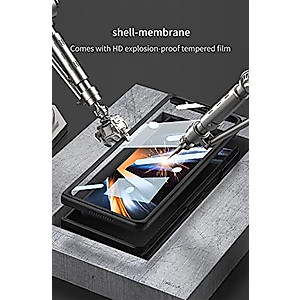 BAILI Galaxy Z Fold4 Case with Kickstand,360° full body protection Built-in Three-speed Adjustable Stand for Z Fold 4,Come with HD Explosion-proof Glass Screen Film for Samsung Galaxy Z Fold4-Wine Red