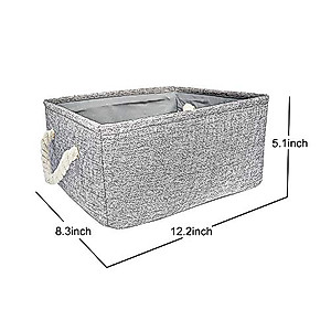 Decorative Storage Basket Bin with Lip, Collapsible Storage Box for House Organizer. (12.2 x 8.3 x 5.1inch, Grey)