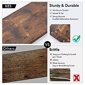 KES Bathroom Shelf with Bar Wall Mounted, 2-Tier Industrial Wooded Rustic Wall Shelf Over Toilet Rack with Double Adjustable Bar Floating Shelves 23.6-inch Metal Black, BTR500S60-BK