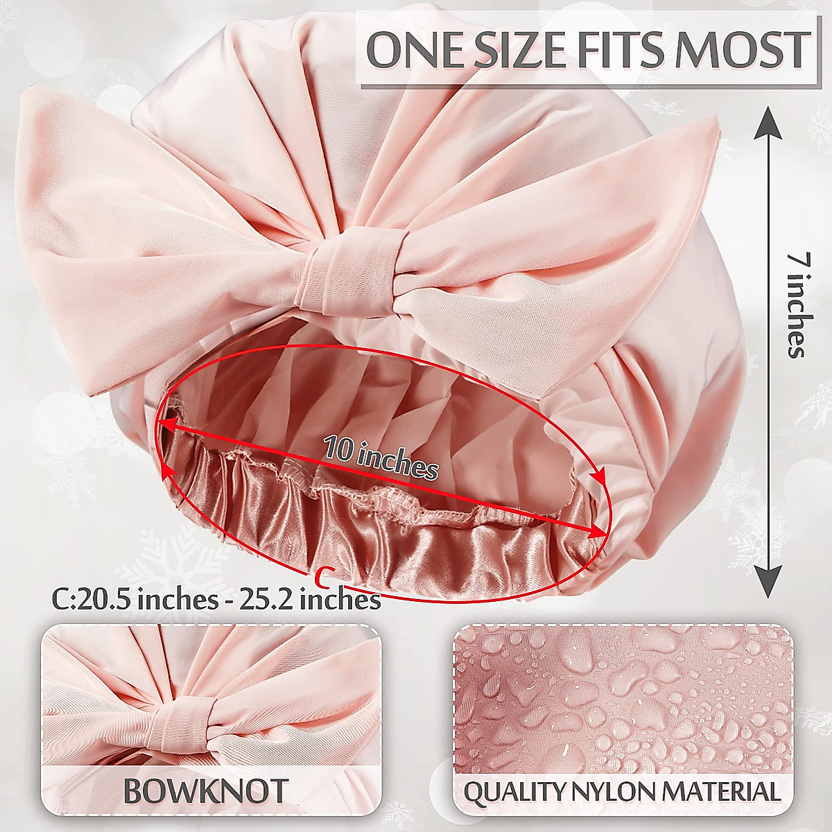 4 Pieces Shower Caps for Women, Waterproof Reusable Shower Hair Caps Elastic Hem Turban Shower Bath Caps Bowknot Satin Bath Hair Caps for Long Short Curly Hair (Stripe, Black, Beige,Palm Leaves)