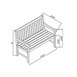 Amazonia Milano 4-Feet Patio Bench | Eucalyptus Wood | Ideal for Outdoors and Indoors, Light Brown