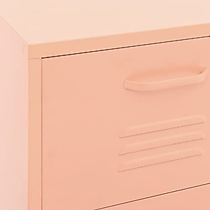 GOLINPEILO Metal 3-Drawer Storage Cabinet, Steel Drawer Storage Organizer, Metal Storage Dresser Cabinet, Office Storage File Cabinet for Home Office Organization, 16.7"x13.8"x40" Pink