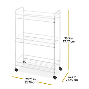 Whitmor Slim Rolling Household Cart - White 30.50 x 9.25 x 20.75
