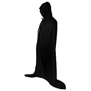 LAGESUN Hooded Cloak Long Velvet Cape with Hood for Cosplay Costumes Christmas Halloween Black
