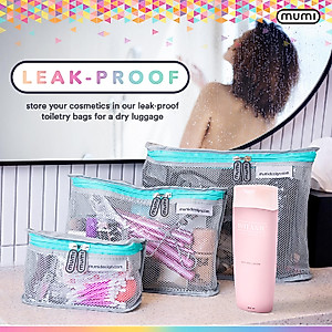 MUMI Travel Toiletry Bag Set of 3 – Water-Resistant Toiletry Bags for Women & Men – Clear Bags for Toiletries, Skincare, Makeup & Travel Essentials – Lightweight, Durable & Portable Organizer - Yellow