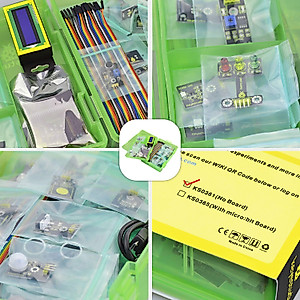 KEYESTUDIO 37 Sensors in 1 Box Starter Kit for BBC Micro bit with Tutorial (Without Microbit Board), Compatible with V1.5, V2 Microbit Sensor Kit Accessories Programming Electronics for Teens Adults