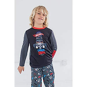 Hot Wheels Big Boys Pajama Shirt and Pants Sleep Set Black / Gray 10-12