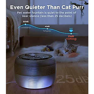 Cat Water Fountain, FEELNEEDY Ultra Quiet 84 fl oz/2.5L Pet Water Fountain for Cats and Dogs Inside with LED Light, Cat Drinking Fountain Waterfall with 3 Pack Filters Replacement (F-016B)