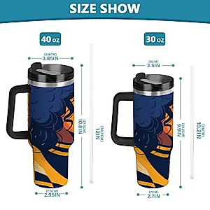 linqin Anxious Black Women Vacuum Tumbler Insulated with Straw Leak Resistant Flip 30 oz Travel Water Bottle Wide Mouth Coffee Mug Travel for Women Men Him Her