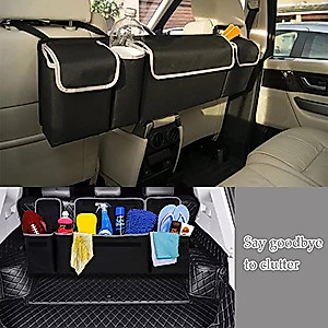 ASUBHA Car Trunk Organizer and Storage, Car Trunk Organizer, Folding Car Trunk Organizer, Collapsible Cargo Storage Bag with 4 Pockets, Backseat Hanging Organizer for SUV, Truck, MPV