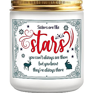 Sisters Gifts from Sister, Funny Lavender Scented Candle Gifts for Sister, Christmas, Mother's Day, Birthday Gifts for Sister from Sister, Brother, Sisters are Like Stars Candle Gift