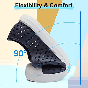 QLZ Toddler Kids Water Shoes for Boys Girls Garden Sandals Rubber Shoes Beach Sneakers, Slip-on Anti-Slip Lightweight Breathable Quick Dry Soft Flexible（Toddler/Little Kid/Big Kid） Blue