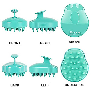 HEETA Hair Scalp Massager Shampoo Brush 2 Pack, Soft Silicone Bristles to Remove Dandruff, Waterproof Hair Scrubber for Both Wet Dry Hair, Suitable for Men & Women (Green & Pink)