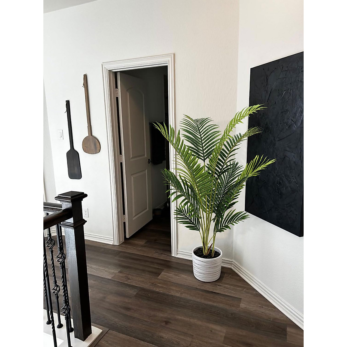 Aveyas 5ft Artificial Palm Tree for Home Decor, 5 Feet Faux Plant Fake Silk Tropical Kentia Areca Trees with Pot for Indoor Outdoor House Living Room Office Garden (5 ft Tall)