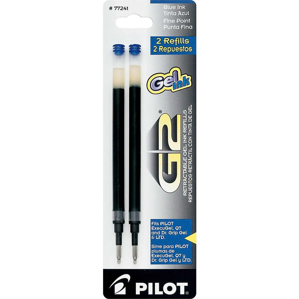 PILOT G2 Gel Ink Refills For Rolling Ball Pens, Fine Point, Blue Ink, 2-Pack (77241)