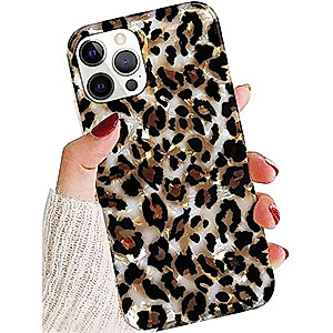J.west Leopard Case Compatible with 12 Pro Max, Luxury Sparkle Cheetah Print Design Soft Silicone Phone Case Cover Girl Women with TPU Bumper for iPhone 12 Pro Max Case 6.7 Inch (Bling)