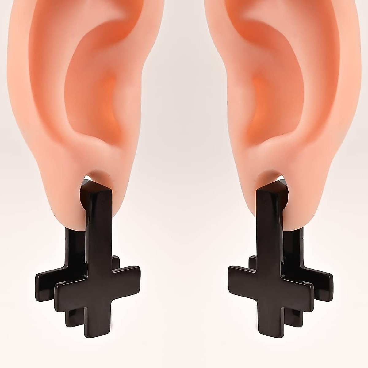 DOEARKO 2pcs Stainless Steel Sword Dangle Cross Ear Tunnels Plugs Expander Stretcher Gauges Earrings Body Piercing Jewelry (16mm(5/8"), Black)