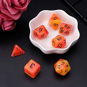7pcs/Set Luminous Polyhedral Sided Dice D4 D6 D8 D10 D12 D20 Set for Dungeons & Dragon D&D RPG Poly Game