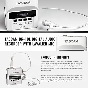 Tascam DR-10L & DR10LW Digital Audio Recorder W/Lavalier Mics and 2x 32 GB, 2x Headphones Bride and Groom Deluxe Bundle