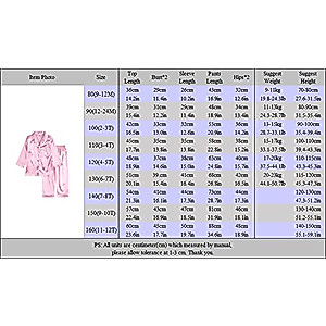 MYGBCPJS 2Pcs Boys Girls Satin Pajamas Set Long Sleeve Classic Silk Pjs Sleepwear Button-Down Top + Pants Loungewear