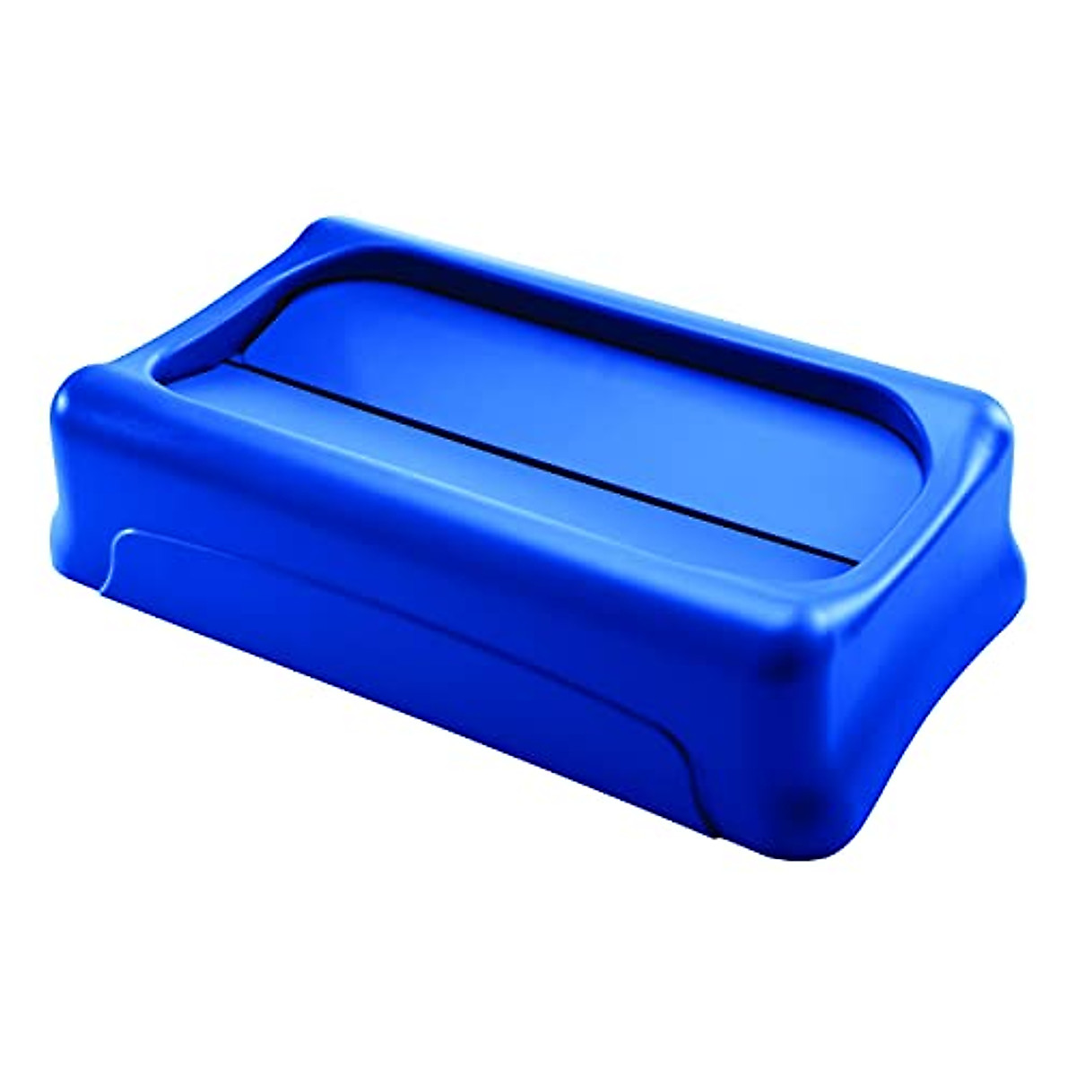 Rubbermaid Commercial Products Slim Jim Plastic Rectangular Recycling Bin with Venting Channels, 23 Gallon, Blue Recycling (FG354007BLUE) & FG267360BLUE Slim Jim Trash Can, Swing Lid, Blue