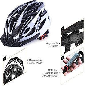 Bike Helmet,Bicycle Helmet Adjustable Size Ultralight Adult Cycling Helmet with Visor, Specialized Cycling Helmet for Men Women ES-022