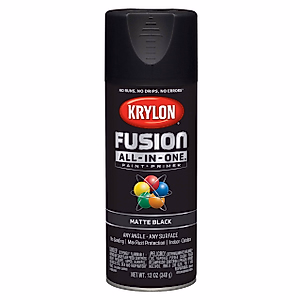 12 oz Krylon K02754007 Black Fusion All-In-One Paint & Primer Spray Paint, Matte