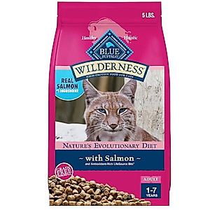 Blue Buffalo Wilderness Natural Adult Dry Cat Food, High-Protein and Grain-Free Diet, Supports Healthy Muscle Development and a Healthy Immune System, Salmon, 5-lb Bag