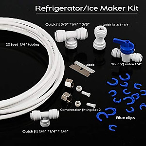 Frizzlife IMC-1 Ice Maker Fridge Water Line Installation Kit Fits for 1/4” & 3/8” Connect Water Filtration System and Reverse Osmosis System