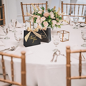 DECHISY 24Pack Small Thank You Gift Bag Party Favor Bags Treat Boxes with Gold Bow Ribbon, Black Paper Gift Bags Bulk for Wedding Baby Shower Business Party Supplies