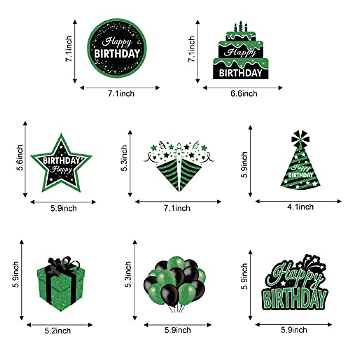 Green Birthday Hanging Swirls Decorations for Women Men, 16Pcs Black and Green Happy Birthday Foil Swirls Party Supplies, 10th 16th 18th 21st 30th 40th 50th 60th Bday Green Theme Swirls Ceiling Decor