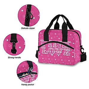 ALAZA Pink Lunch Bags for Women Leakproof Crossbody Lunch Bag Lunch Bag with Shoulder Strap lunch Box Purse Lunch Cooler Bag for Women,Nurse,Teachers(k)