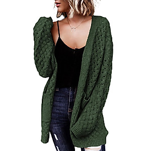 Dokotoo Womens Oversized Winter Cardigans Sweaters for Women 2024 Fashion Open Front Ladies Long Sleeve Autumn Chunky Casual Soft Knit Outerwear Coats Green X-Large