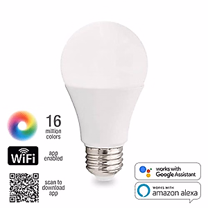 Maxxima Smart WiFi Light Bulb, LED Color Changing A19 Luvoni Bulb, Compatible with Alexa and Google Home Assistant, 800 Lumens, Bluetooth/WiFi Enabled, Controlled via App, 4-Pack