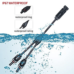 ELFCULB 2Pair Solar Panel Connector, 1 FT Solar Connectors Y Branch Parallel Adapter Cable Solar Cable, 1 Male to 2 Female(M/FF) and 1 Female to 2 Male(F/MM) Solar Panel Cables and Connectors 1500V