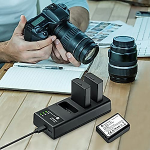 FirstPower LP-E10 Battery 3-Pack and Triple Slot Charger Compatible with Canon EOS Rebel T3 T5 T6 T7 T100 Kiss X50 X70 X80 X90 1100D 1200D 1300D 1500D 4000D Digital Cameras