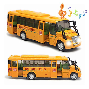 OTONOPI Bus Toys Die Cast Metal Toy Cars Pull Back School Bus Double Decker London Vehicles Friction Powered City Sightseeing Tour Bus Play Vehicle Toy Set for Kids 4 Pack
