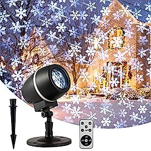 Tangkula Christmas Snowflake LED Projector Lights, Rotating Snowfall Projection with Remote Control, Outdoor Landscape Decorative Lighting for Christmas, Holiday, Party, Wedding, Garden, Patio