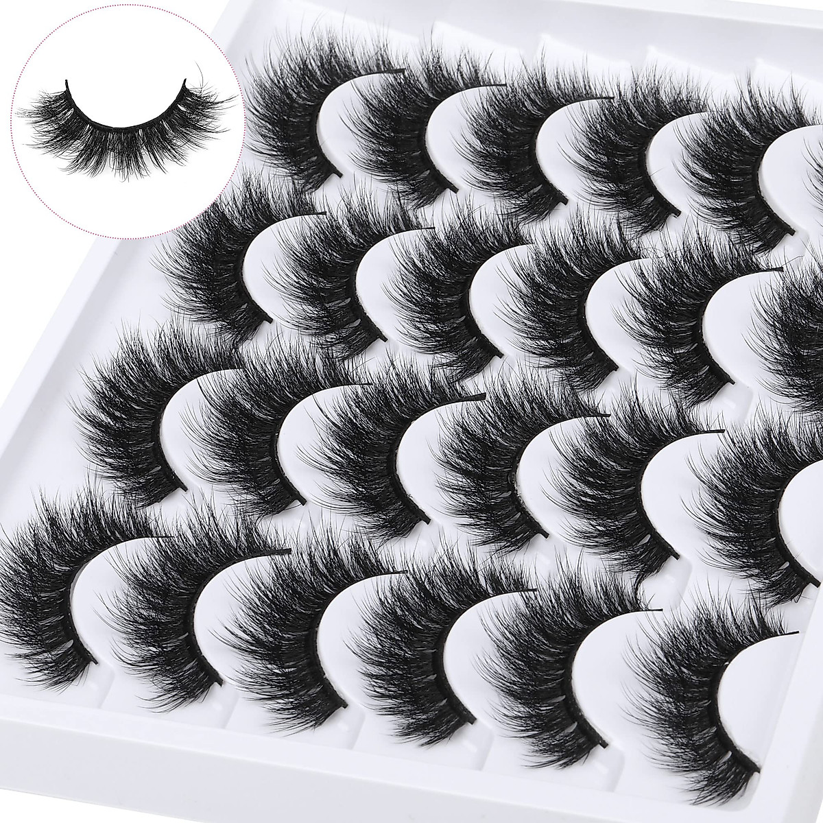 Newcally Eyelashes False Lashes Fluffy 18MM Long Faux Mink Eye Lashes Pack Dramatic Thick Volume Fake Eyelashes 12 Pairs Soft Reusable Lashes Multipack