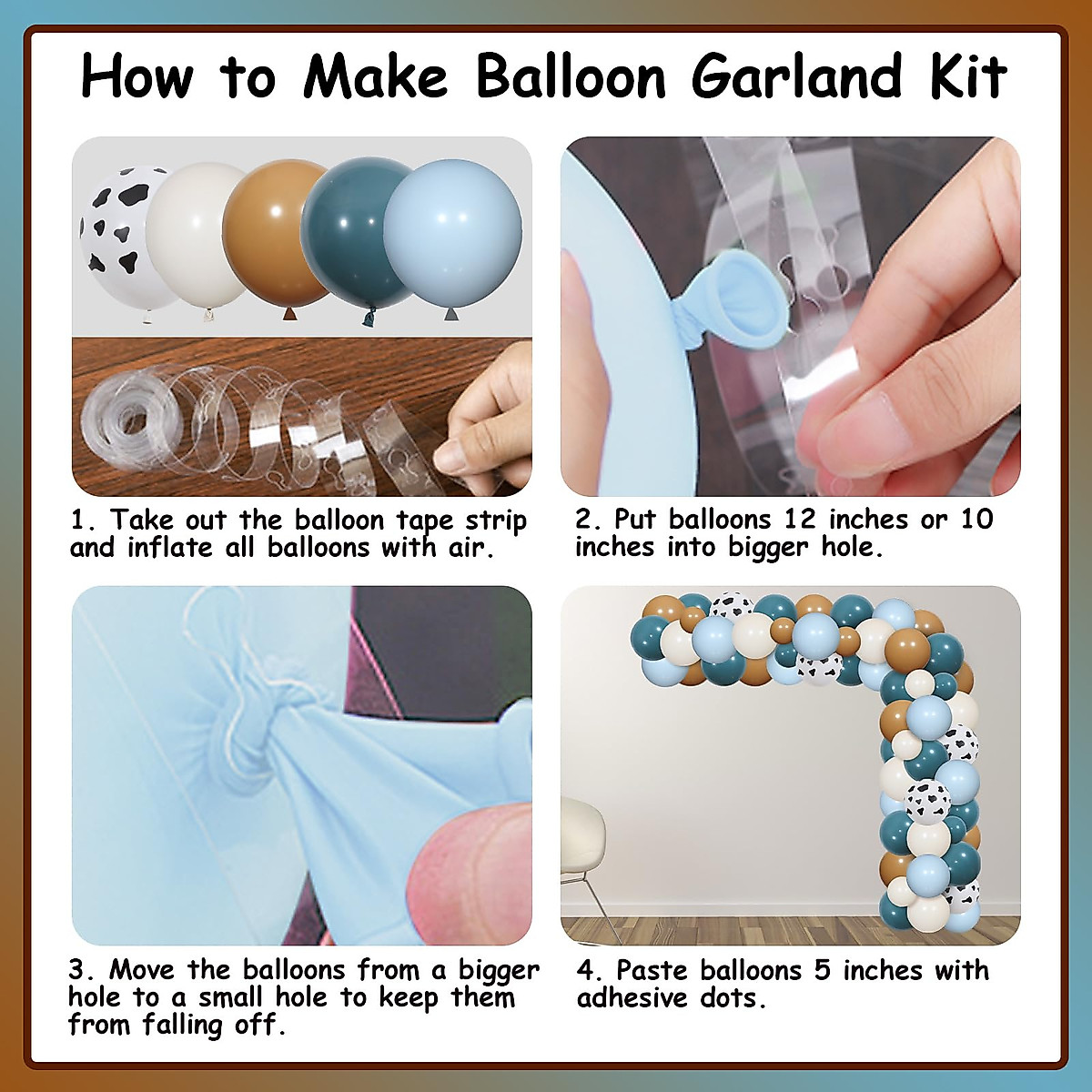 Cowboy Baby Shower Decorations for Boy, Western Rodeo Theme Retro Blue Balloon Garland Arch Kit, A Little Cowboy Is On the Way Backdrop Pregnancy Celebration Party Supplies