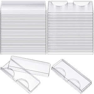 100 Packs False Eyelash Storage Box with Eyelash Tray, Empty Fake Eyelash Packaging Box Plastic Eyelash Care Storage Cases for Women Girls (Clear)