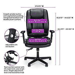 OFM ESS-6050 Ergonomic High-Back Bonded Leather Executive Chair, Black