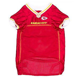 Pets First NFL Kansas City Chiefs Dog Jersey, Size Large. Best Football Jersey Costume for Dogs & Cats. Licensed Jersey Shirt
