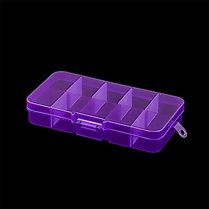 Plastic Rectangle Multifunctional Slot Adjustable Necklace Transparent Storage Box Case Holder Craft Organizer Beads Jewelry Container (Purple)