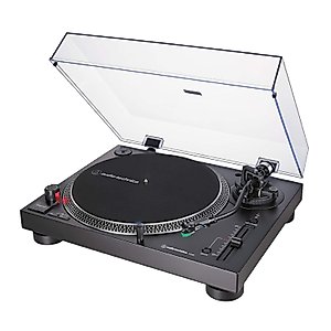 Audio-Technica AT-LP120XUSB Direct-Drive Analog and USB Turntable (Black) Bundle with Powered Bluetooth Studio Monitors and Digital Turntable Stylus Scale (3 Items)